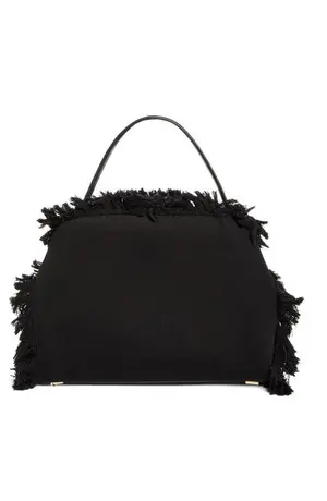FERRAGAMO Medium Hug Top Handle Bag With Fringe - Nero