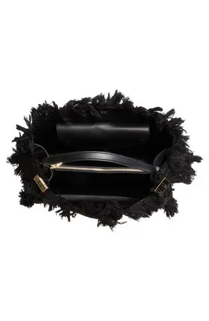 FERRAGAMO Medium Hug Top Handle Bag With Fringe - Nero