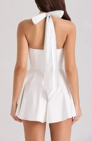 House Of Cb Eleanor Halter Romper - Cloud Dancer