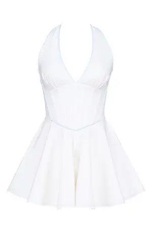 House Of Cb Eleanor Halter Romper - Cloud Dancer