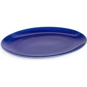 LYNGBY PORCELAEN Rhombe Color Oval Serving Dish - Dark Blue