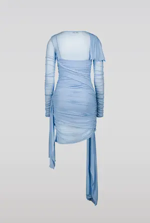 SAEMDI Draped Mesh Mini Dress