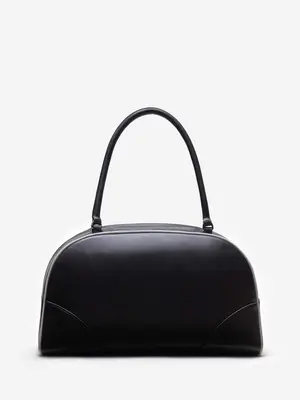 REFORMATION Arianna Leather Bowling Bag - Black