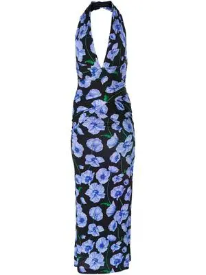 Carolina Herrera Floral-print Midi Dress - Black