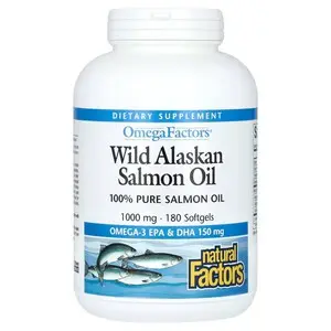 NATURAL FACTORS Wild Alaskan Salmon Oil 1000mg 180 Softgels - One-color