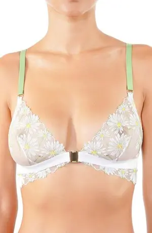HUIT Dance Des Fleurs Embroidered Mesh Bralette - Floral Green
