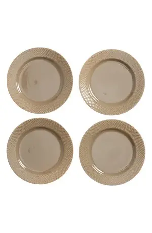 LYNGBY PORCELAEN Rhombe Earth Set Of 4 Lunch Plates - Clay