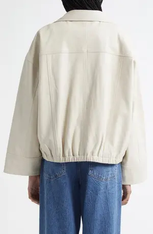 RÓHE Leather Bomber Jacket - Chalk