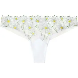 HUIT Dance Des Fleurs Embroidered Mesh Tanga - Floral Green