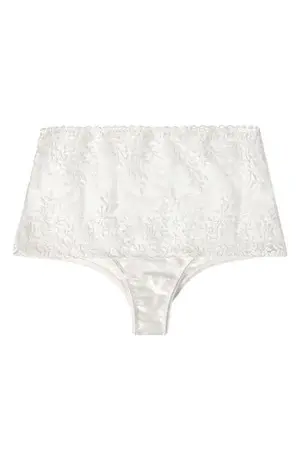 HUIT Amoureuse High Waist Embroidered Lace Briefs - White