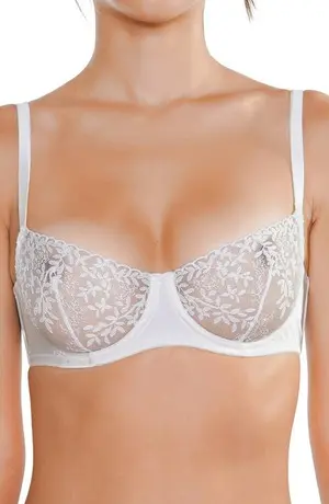 HUIT Amoureuse Embroidered Lace Underwire Bra - White