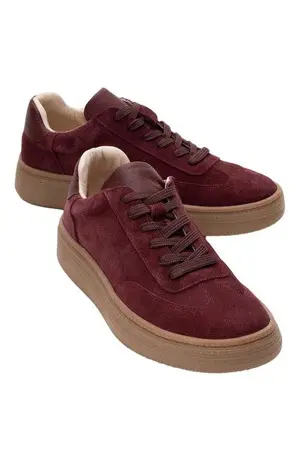 FOREVER & ALWAYS SHOES Fyore Leather Sneakers - Burgundy Suede Leather