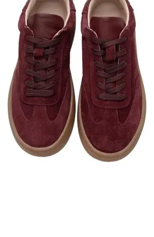 FOREVER & ALWAYS SHOES Fyore Leather Sneakers - Burgundy Suede Leather