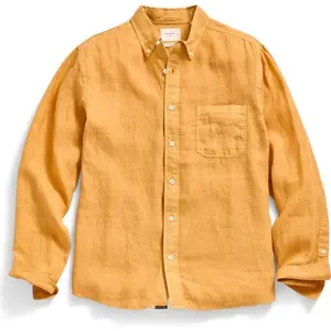 Billy Reid Tuscumbia Linen Button-down Shirt Honey