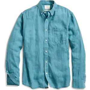 Billy Reid Tuscumbia Linen Button-down Shirt Steel Blue