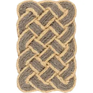 JONATHAN Y Maeve Classic Coastal Scalloped Basketweave Coir Indoor/outdoor Doormat - Gray/bleach