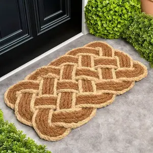 JONATHAN Y Maeve Classic Coastal Scalloped Basketweave Coir Indoor/outdoor Doormat - Natural/bleach