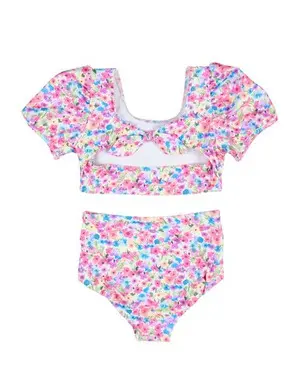 FLORENCE EISEMAN Floral Pique Tricot Puff Sleeve Bikini