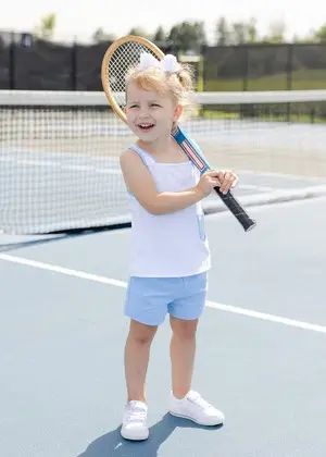 FLORENCE EISEMAN Knit Short Set With Tennis Rackets