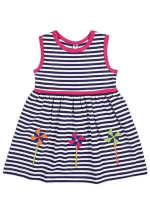 FLORENCE EISEMAN Stripe Knit Dress With Appliqués