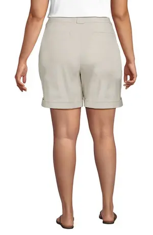 LANDS' END Chino Pleated High Rise 7" Shorts