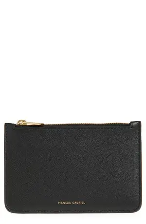 MANSUR GAVRIEL Leather Zip Card Holder - Black
