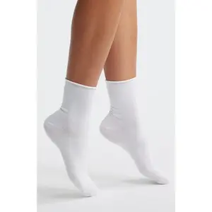 Nordstrom Roll Top Crew Socks White