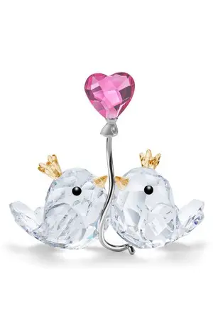 SWAROVSKI Love Birds Heart Crystal Figurine - Pink