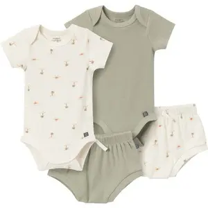 MODERN MOMENTS™ BY GERBER Bodysuit And Shorts Set - Ivory Mini Island/md Green
