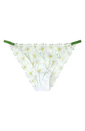 HUIT Dance Des Fleurs Embroidered Lace Bikini Bottom - Floral Green