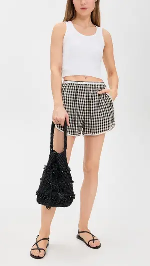 Maria La Rosa Crystal Trim Bucket Bag - Black