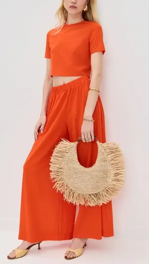 Staud Moon Raffia Tote Bag
