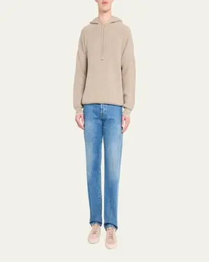 Bergdorf Goodman Cashmere English Rib Hoodie - Beige