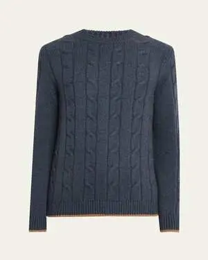 Bergdorf Goodman Cashmere Cable Crewneck Sweater