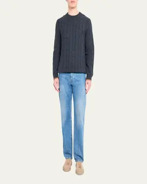 Bergdorf Goodman Cashmere Cable Crewneck Sweater