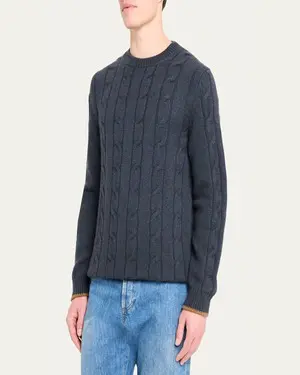 Bergdorf Goodman Cashmere Cable Crewneck Sweater
