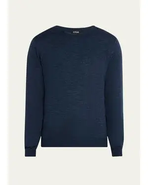 Kiton Cashmere And Linen Crewneck Sweater - Blue