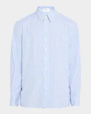 Saint Laurent Relaxed-fit Cotton Stripe Sport Shirt - Turchese