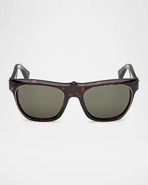 CHRISTIAN LOUBOUTIN Lb0006m Square Sunglasses - Classic Havana Shiny Bronze Green Lens
