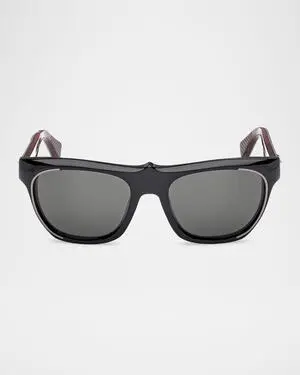 CHRISTIAN LOUBOUTIN Lb0006m Square Sunglasses - Shiny Black Shiny Gunmetal Smoke Lens