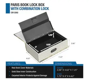 BARSKA Paris Book Lock Box With Combination Loc K