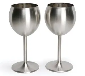 RSVP Stainless Steel Wine Glasses Set Of 2 - Silver
