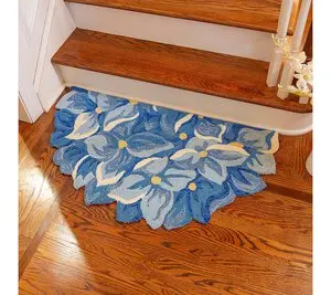 PLOW & HEARTH As Is Half Round Hydrangeahooked Door Mat - One-color