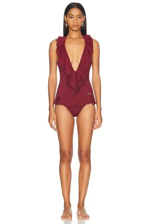 Chloé Ruffled One Piece Swimsuit - Absolute Red