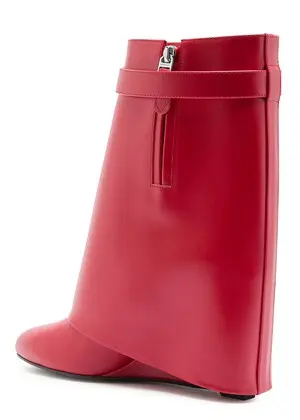 Givenchy Shark Lock 90 Leather Ankle Boots - Red