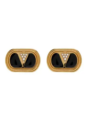 Valentino Garavani Vlogo Enamelled Stud Earrings - Black
