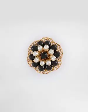 Dolce & Gabbana Metal Brooch With Rhinestones - Gold