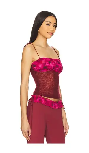 GUIZIO Ruched Knit Tank Top