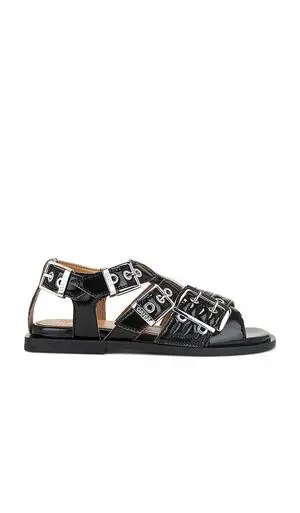 GANNI Feminine Buckle Sandal - Black