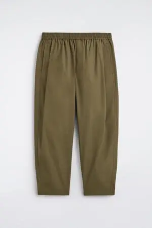 Cos Cropped Elasticated Wide-leg Pants - Brown